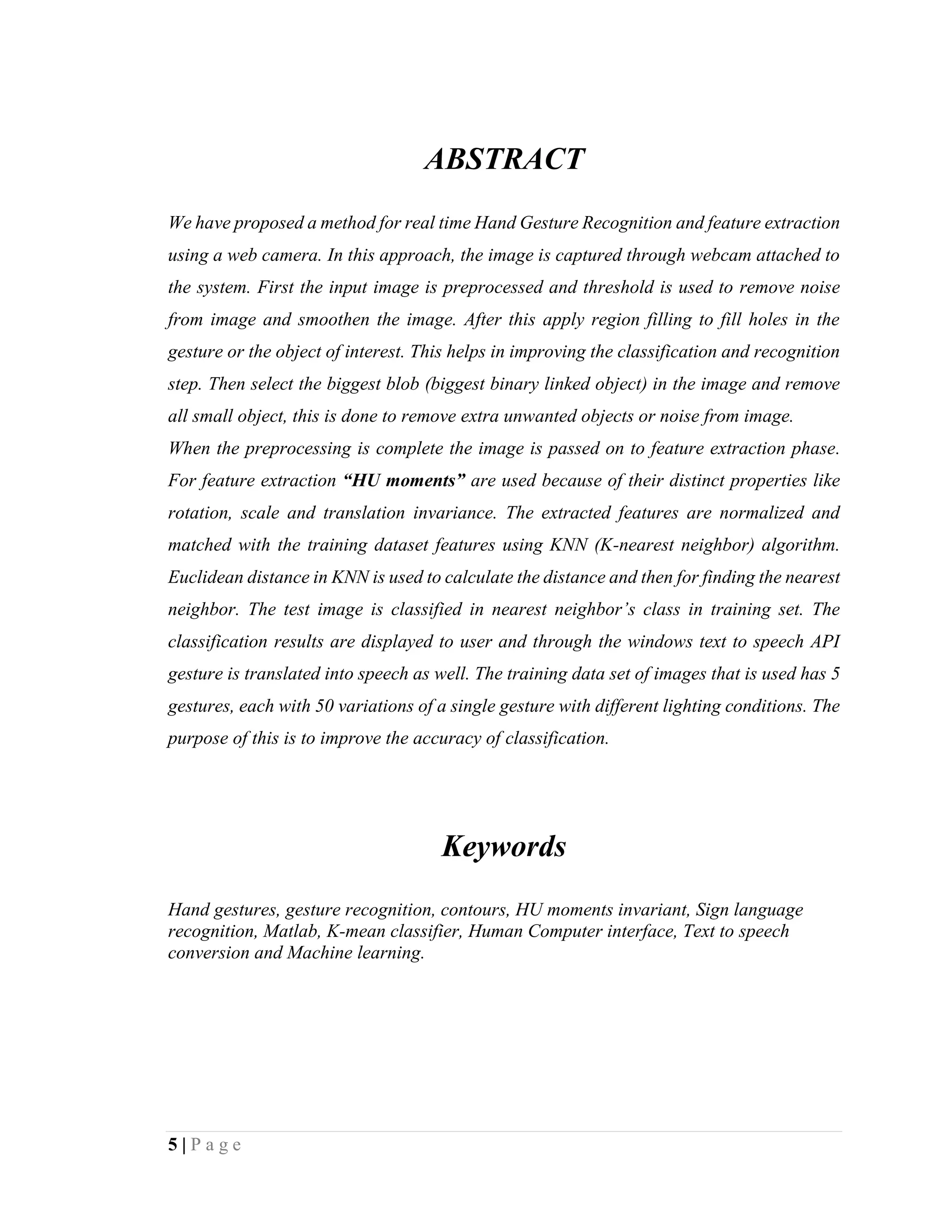 Hand gesture recognition system(FYP REPORT) | PDF