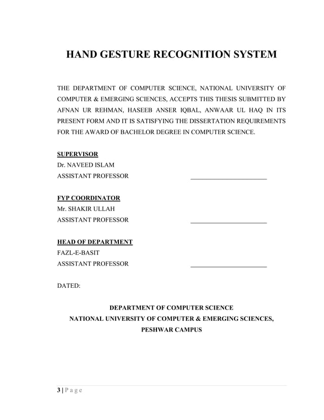 Hand gesture recognition system(FYP REPORT) | PDF