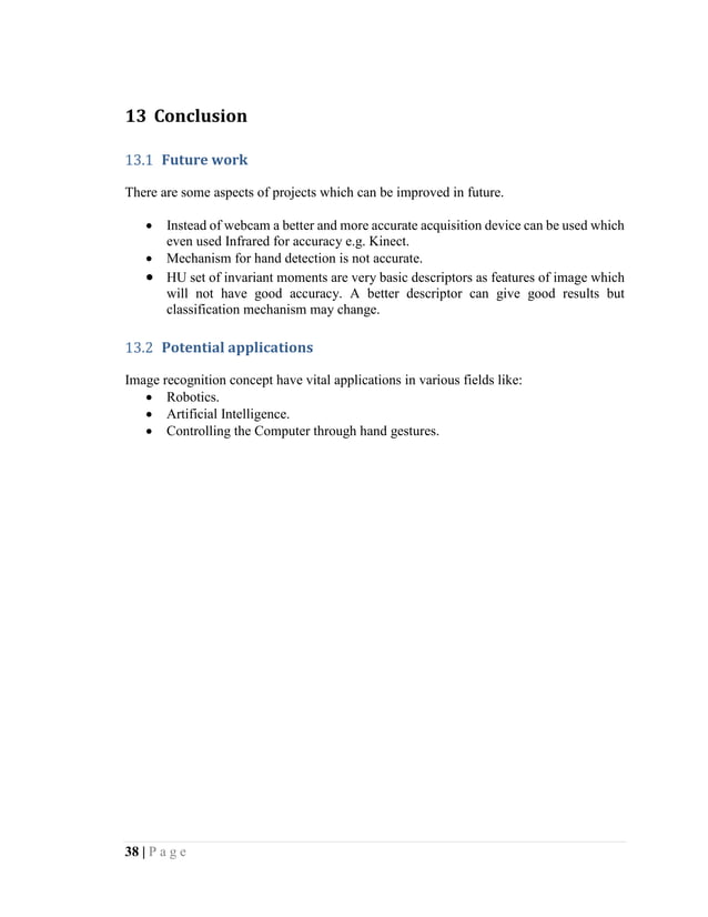 Hand gesture recognition system(FYP REPORT) | PDF