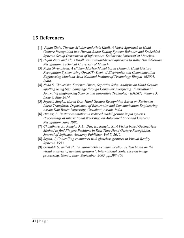 Hand gesture recognition system(FYP REPORT) | PDF