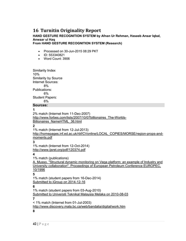 Hand gesture recognition system(FYP REPORT) | PDF