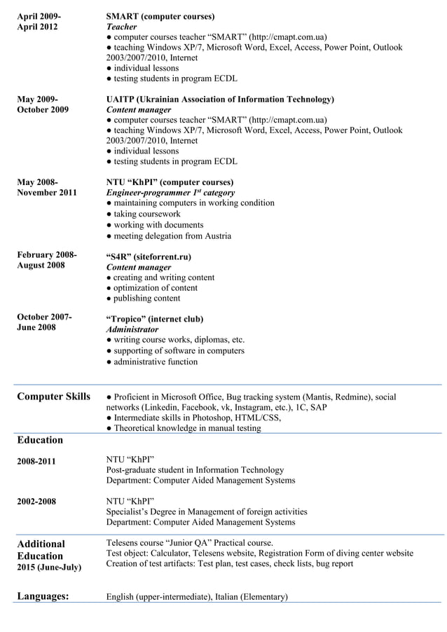 Kate Sitnikova_CV | PDF | Business | Business and Finance