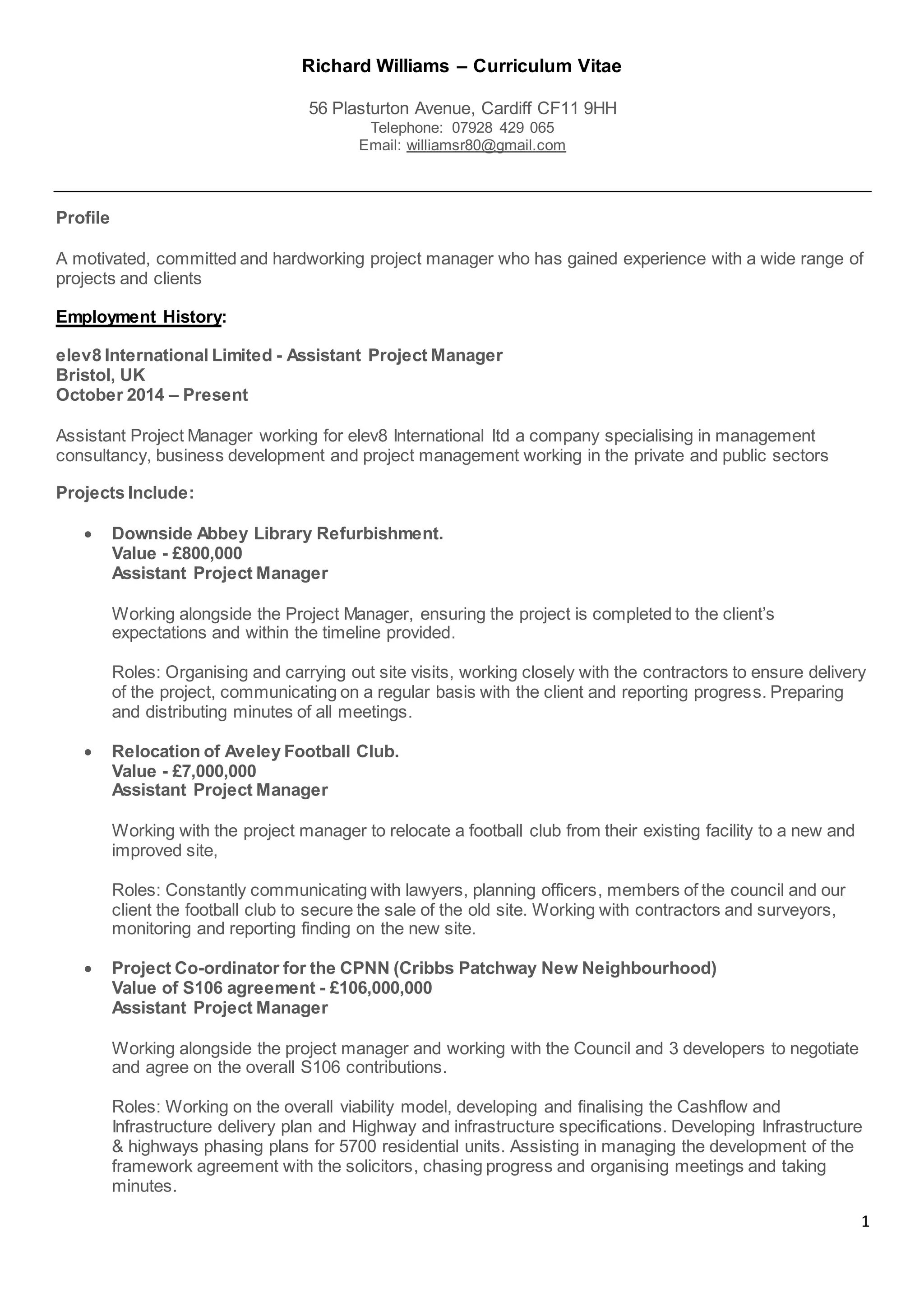Richard Williams CV | DOCX