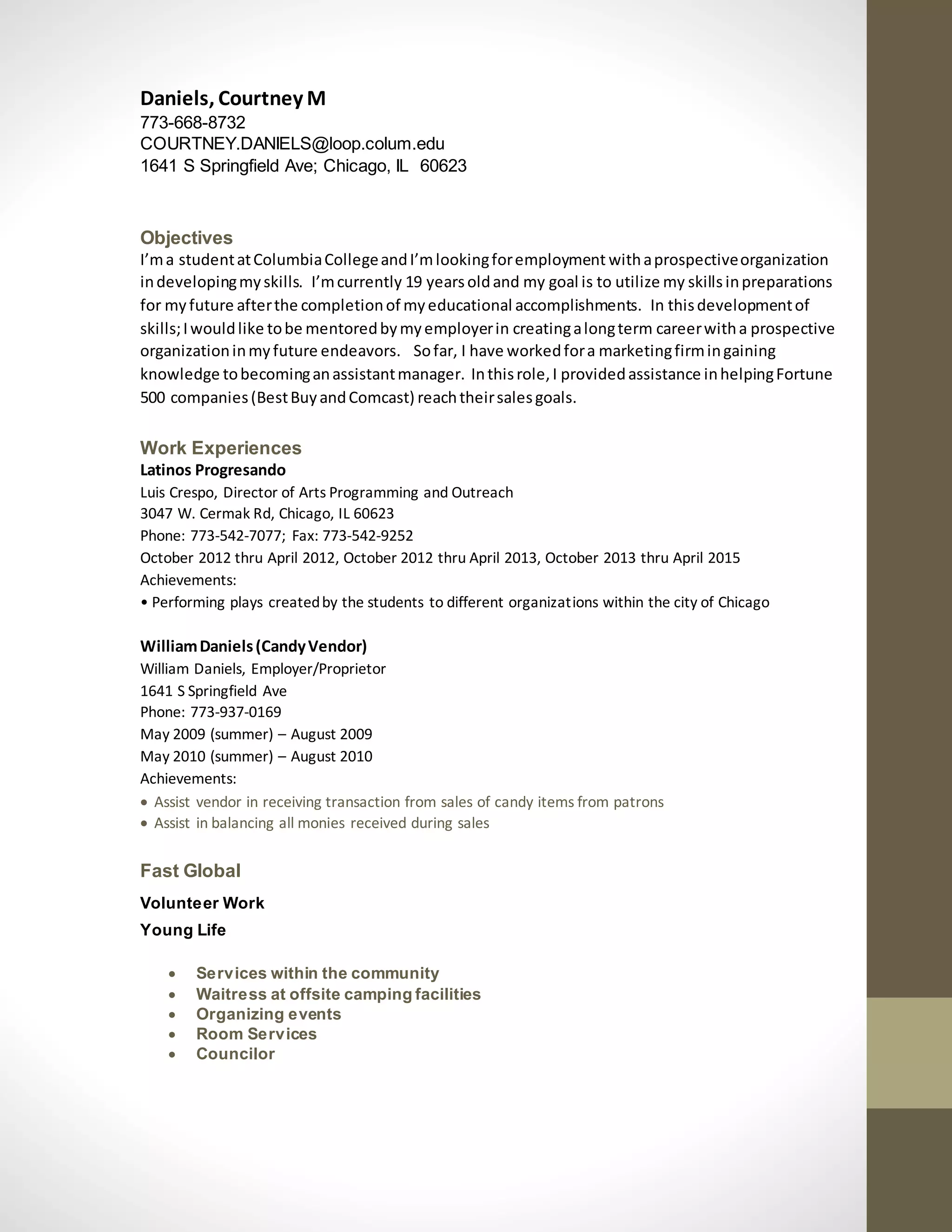 COURTNEYDANIELS RESUME JULY 2016 | DOCX | Resume Writing and Advice | Job Search