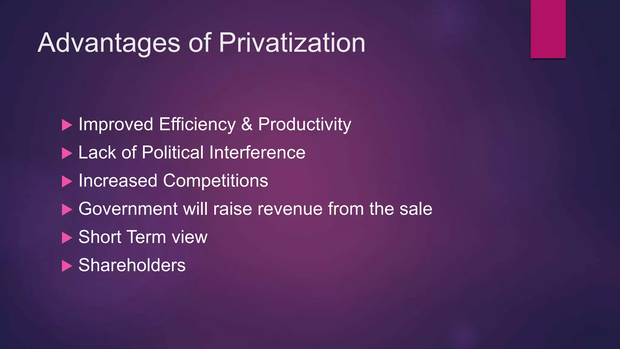 Presentation on Evaluating Privatization’s Effect On Enhancing ...