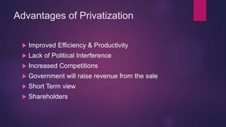 Presentation on Evaluating Privatization’s Effect On Enhancing ...