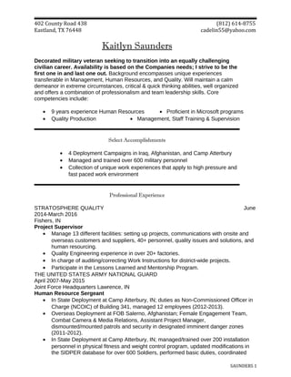 2016 Kaitlyn Saunders Resume | PDF