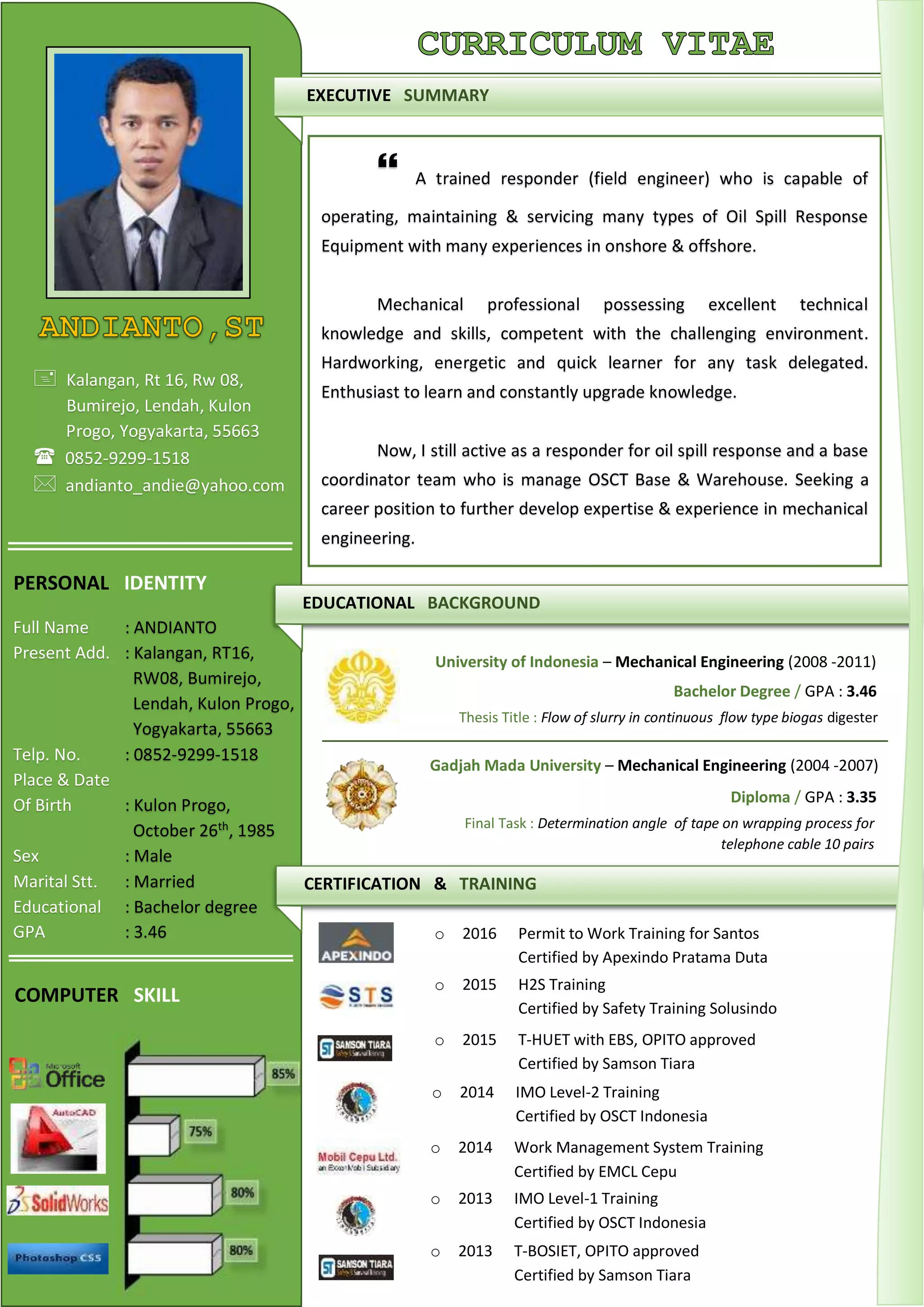 CURRICULUM VITAE - ANDIANTO | PDF