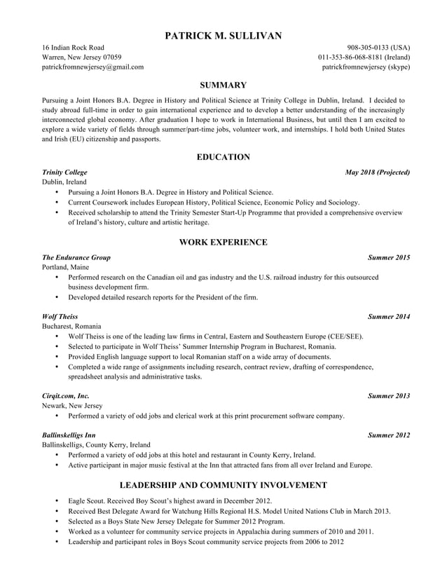 Patrick Sullivan Resume | PDF