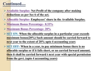 Payment Of Bonus Act,1965 | PPTX