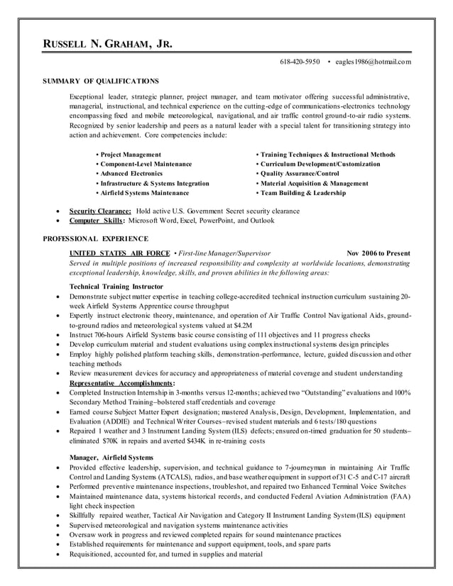 GrahamRussellNStandardResume2017 | PDF