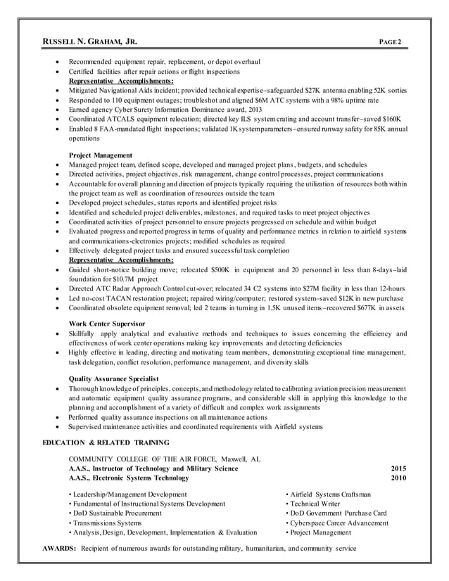 GrahamRussellNStandardResume2017 | PDF