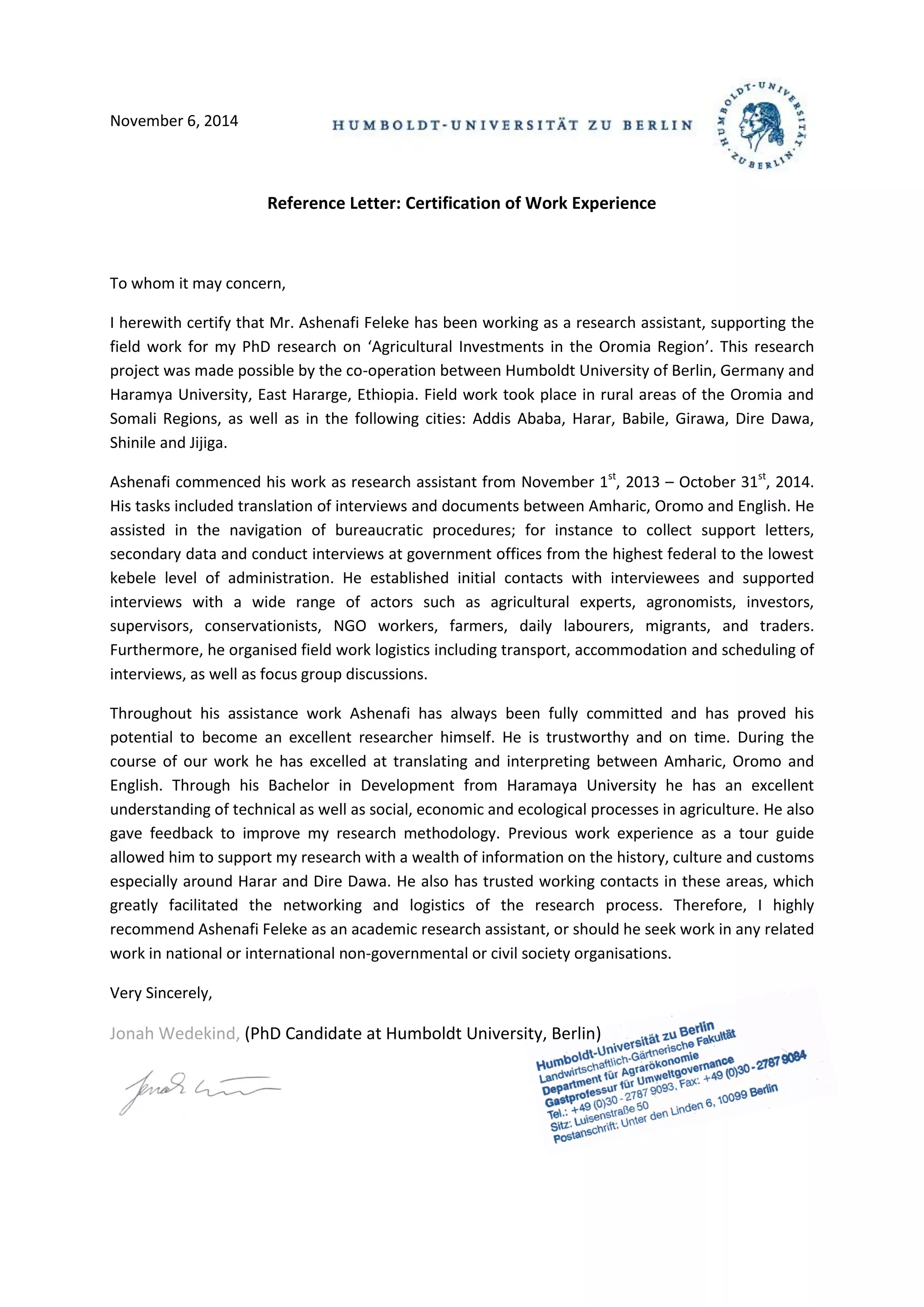 Ashenafi reference letter | PDF