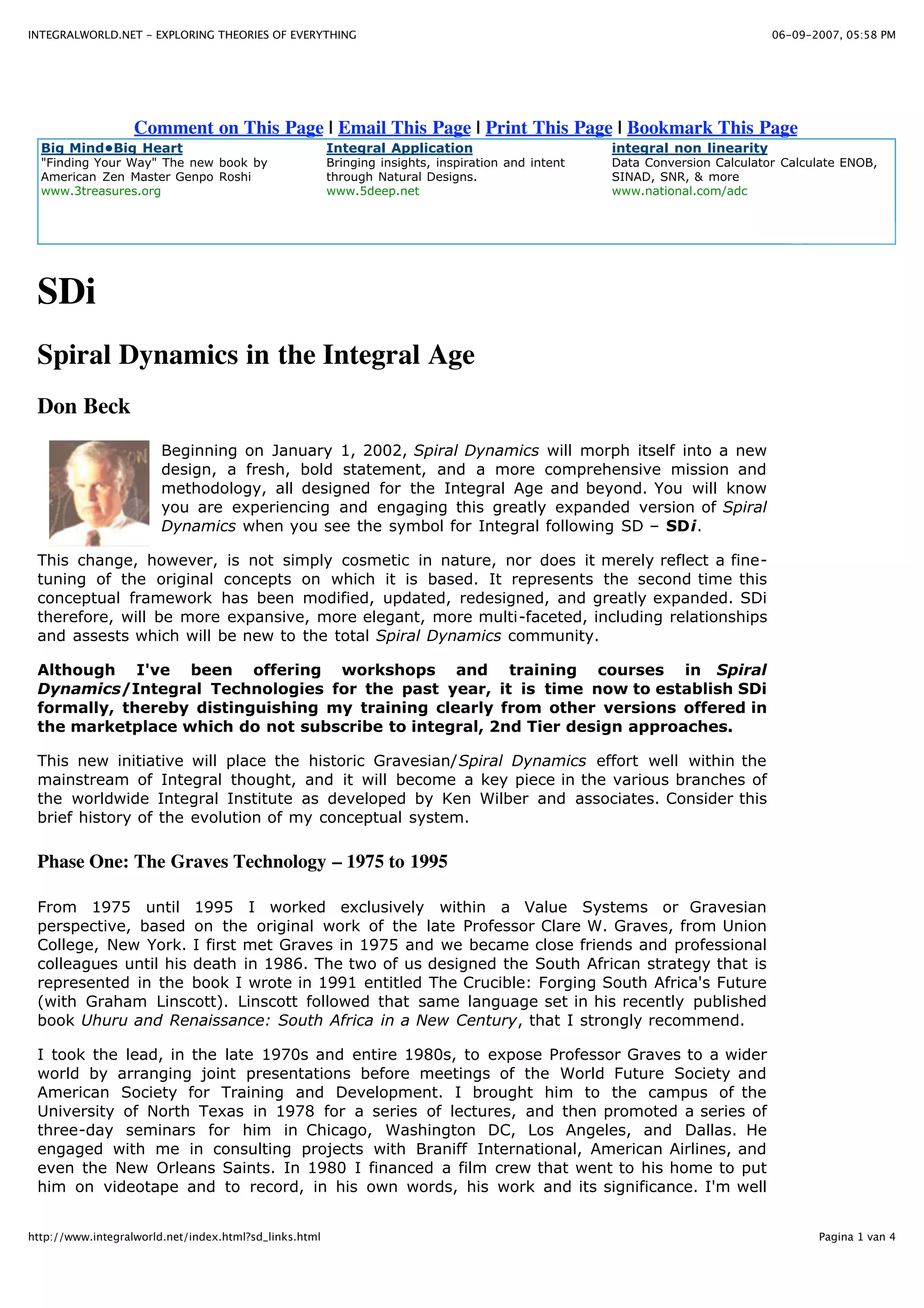 C6 Beck Don SDi Spiral Dynamics in the integral Age | PDF
