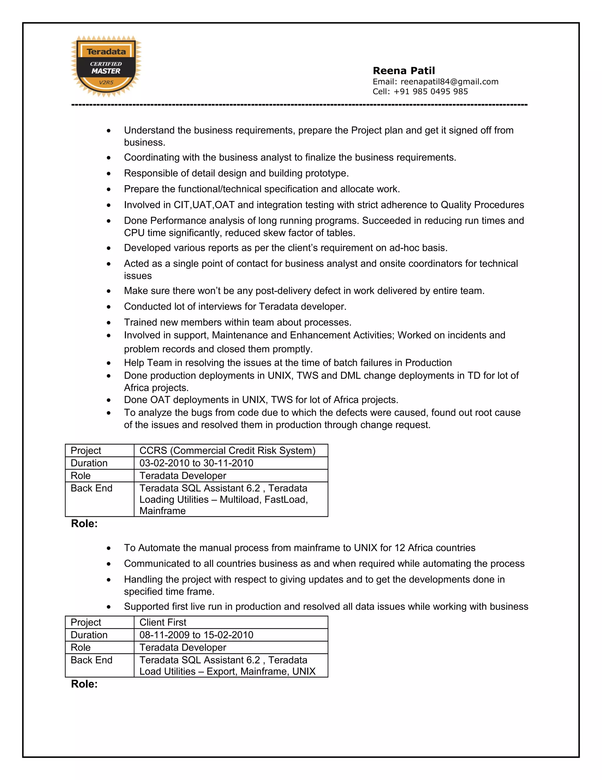 Reena Patil Resume | DOC