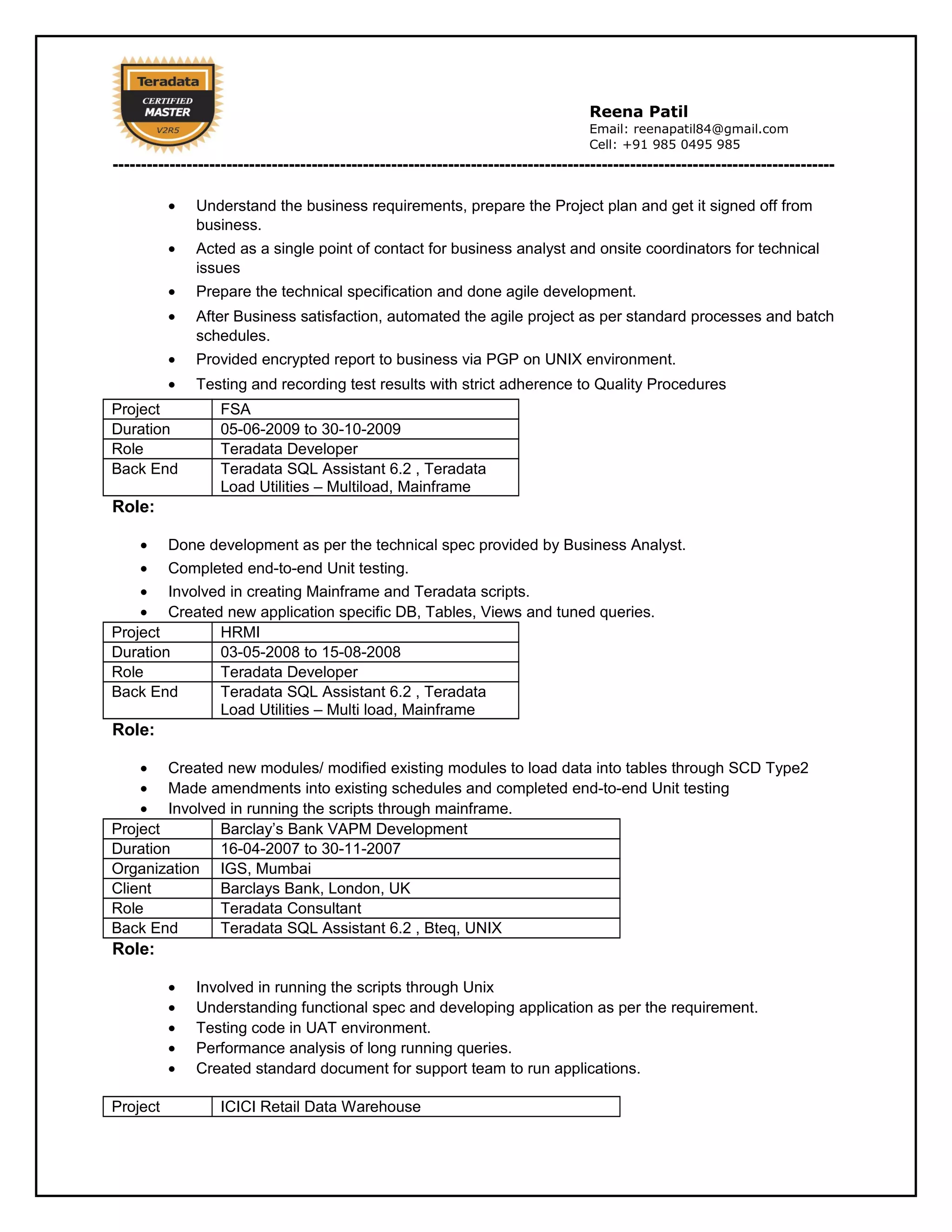 Reena Patil Resume | DOC