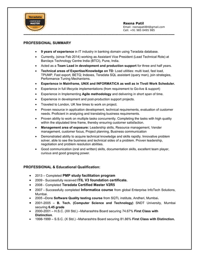 Reena Patil Resume | PDF