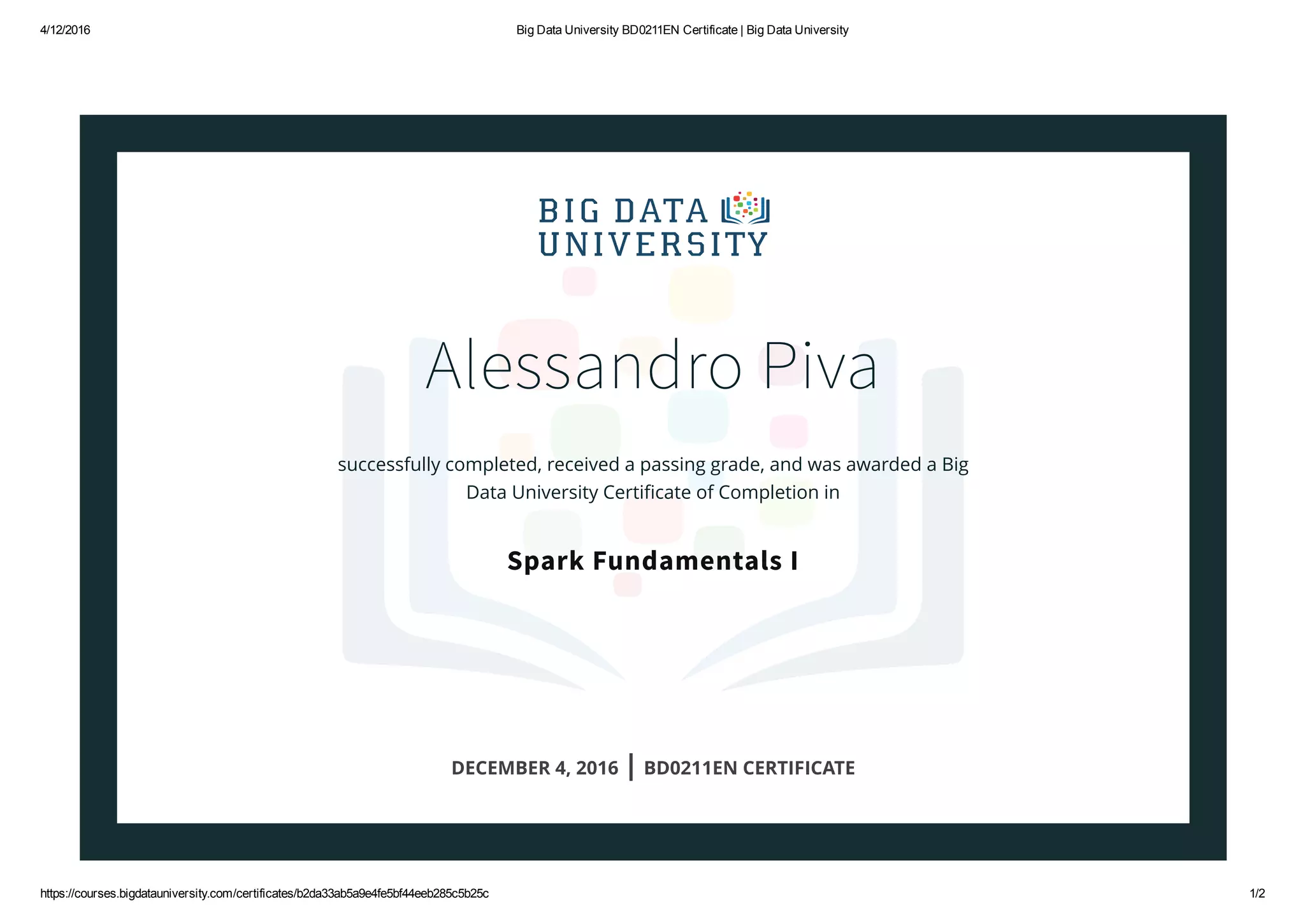 Big Data University BD0211EN Certificate _ Big Data University | PPT