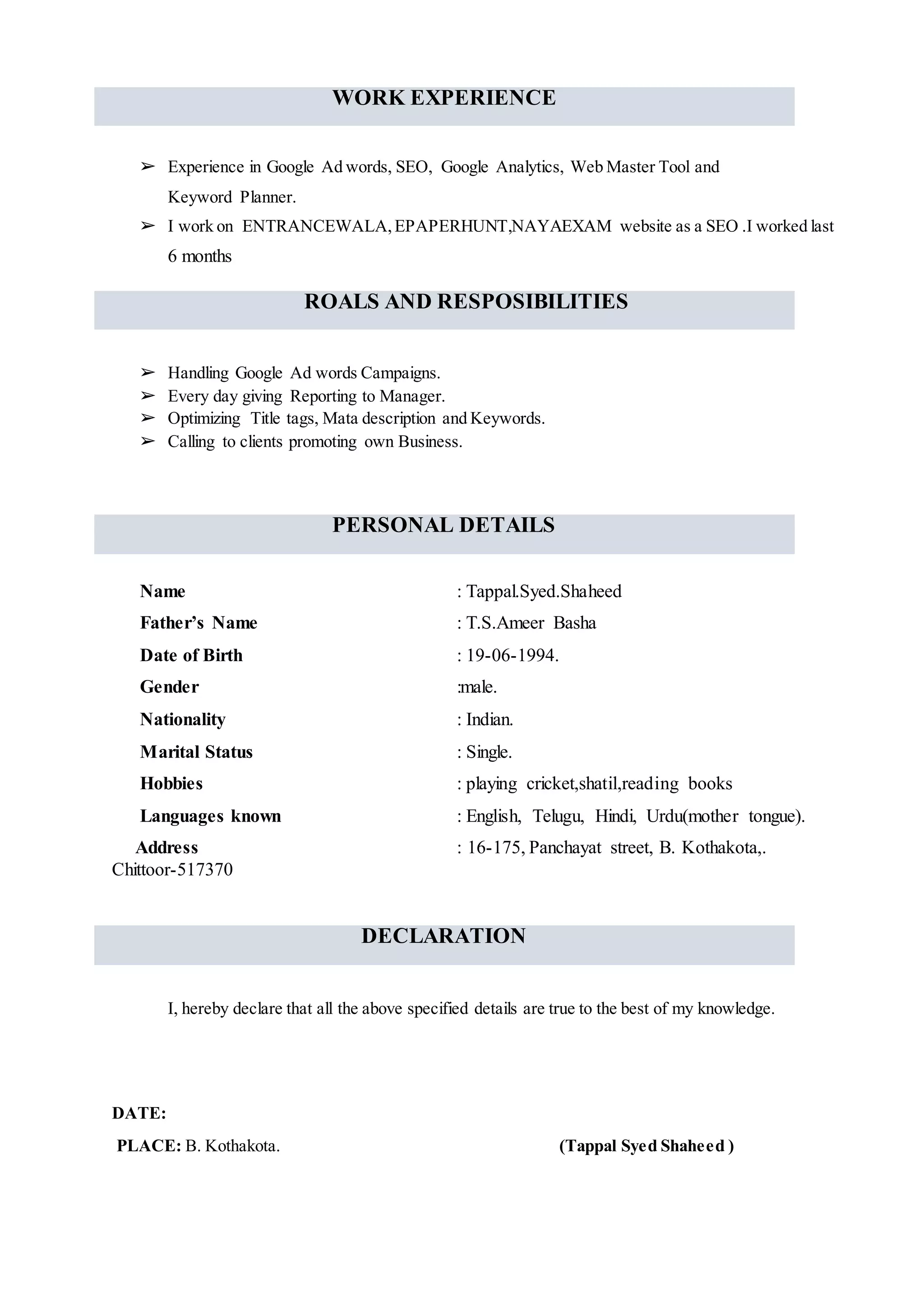 seo orginal resume | PDF