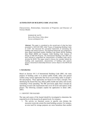 Automation of Building Code Analysis - 3rd ASCAAD Conference - Egypt ...