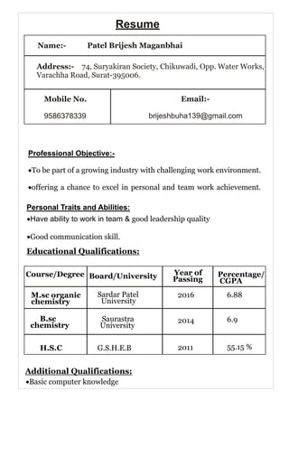 brijesh resume-2 | PDF