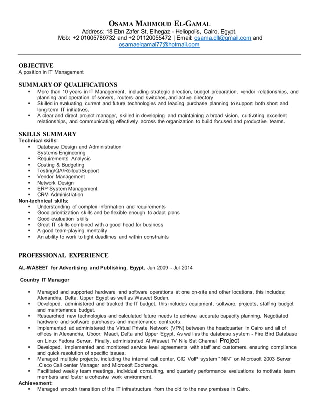 Osama El Gamal's Resume | PDF
