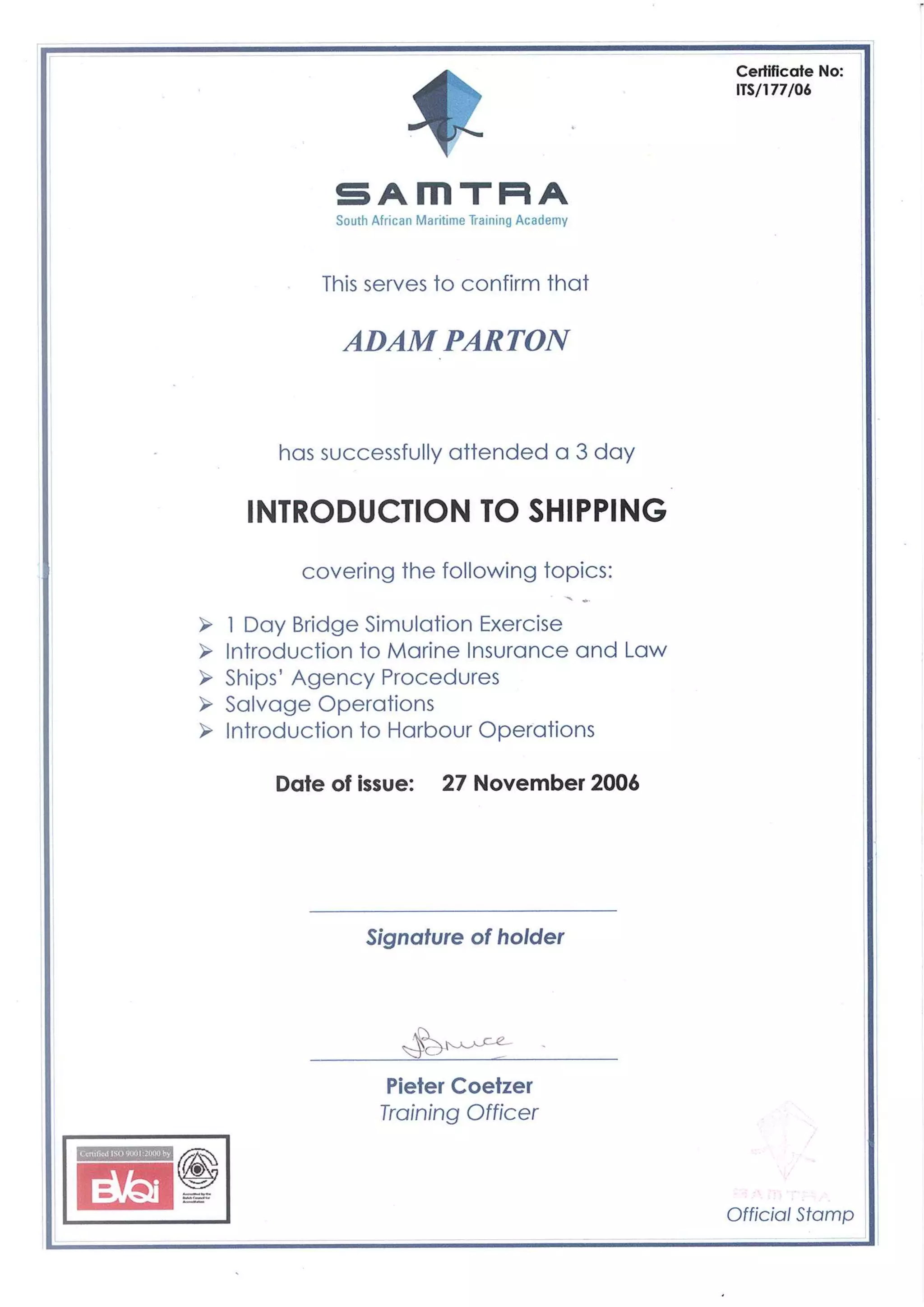 Introduction to Shipping - SAMTRA | PDF