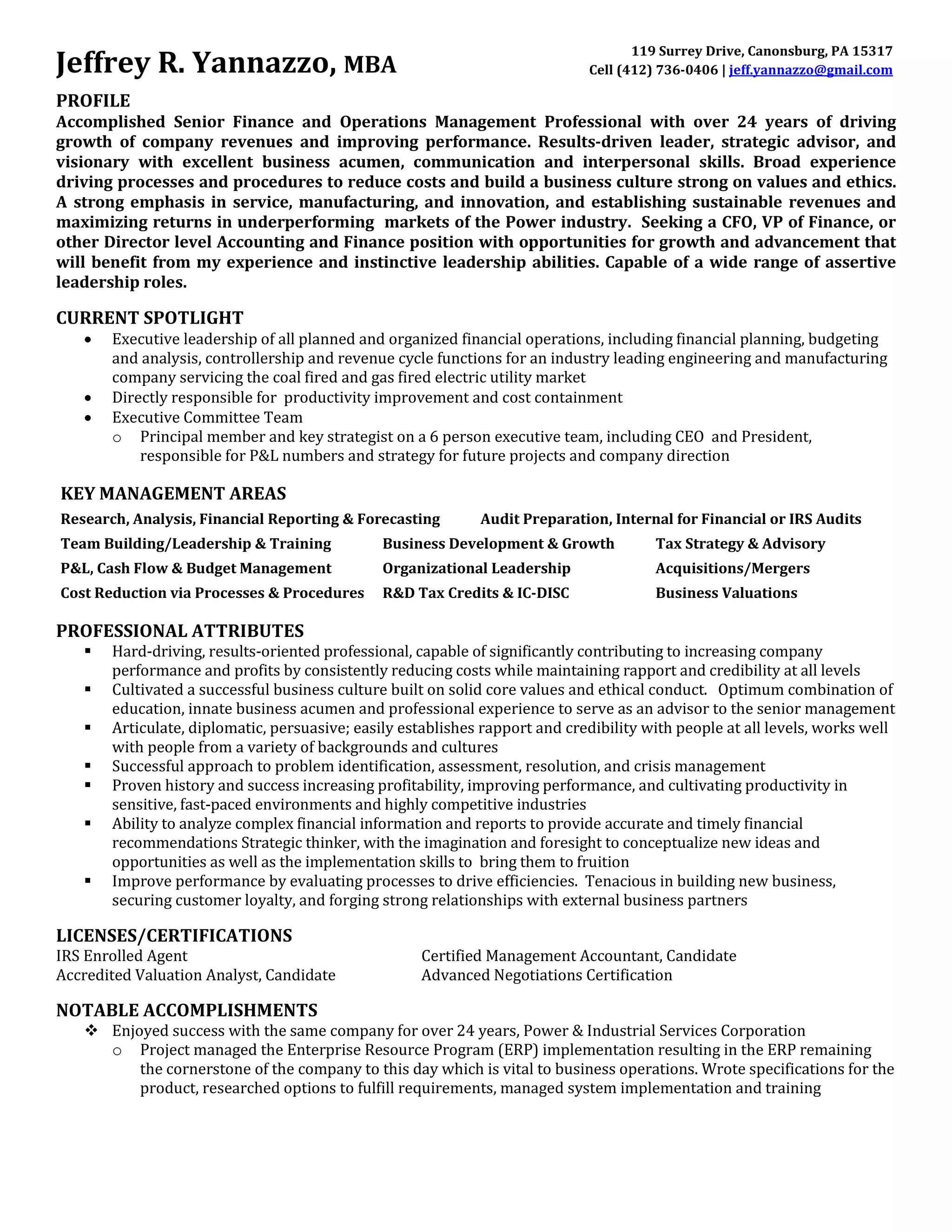 Resume - Jeff Yannazzo | PDF