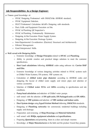 Senior HVAC & Plumbing Engineer & QC Inspector | DOCX | Water Services ...