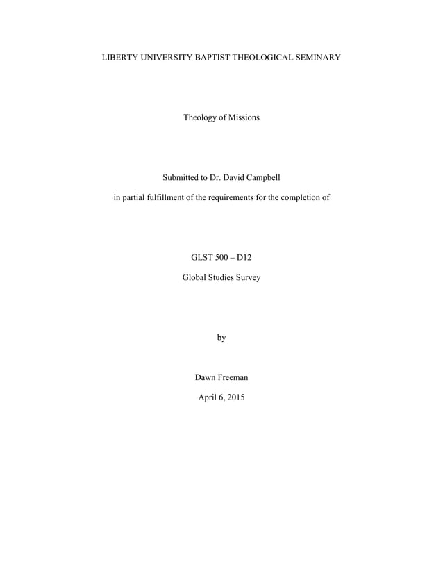 Theology of Missions - Dawn Freeman | PDF