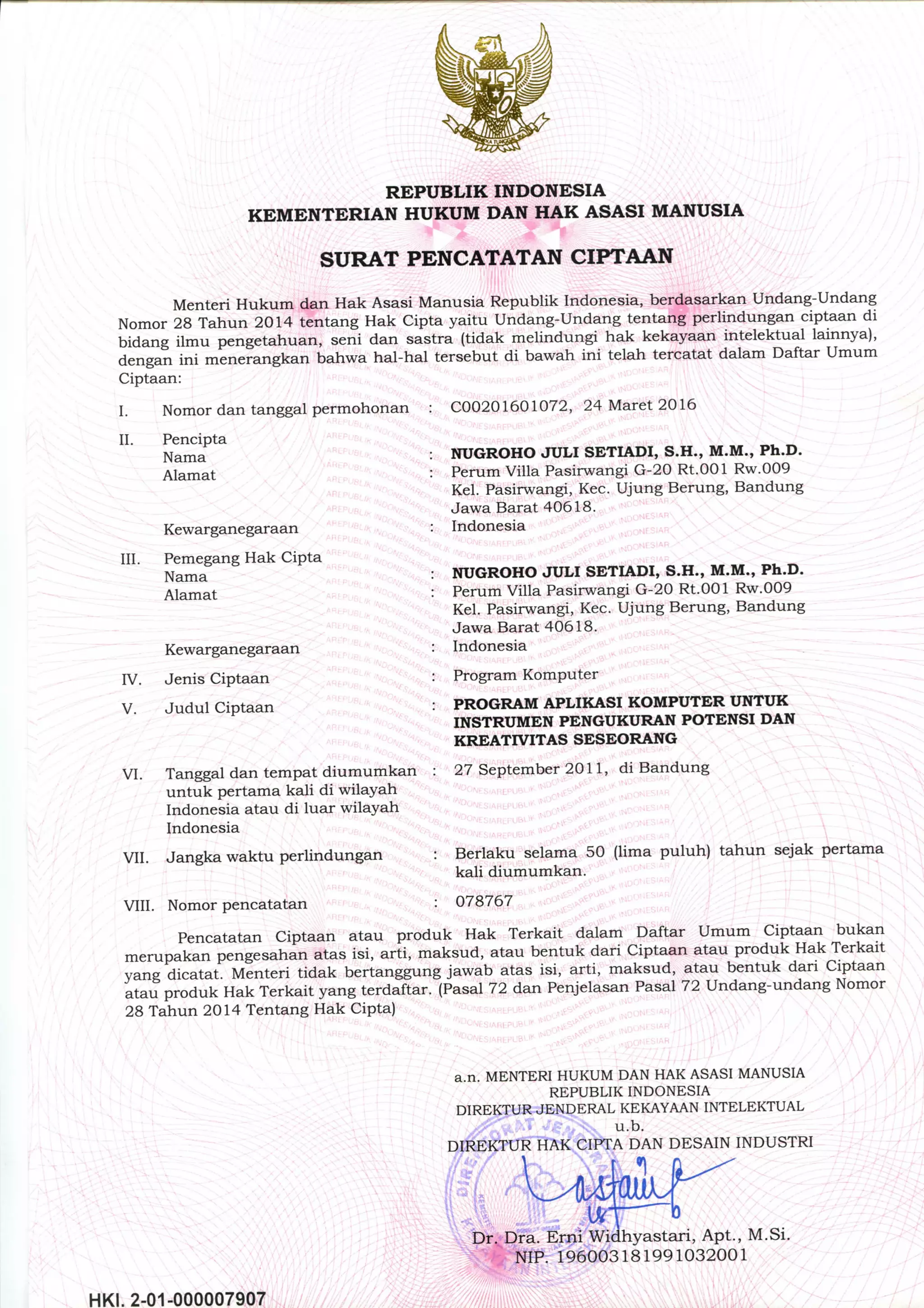 Surat Pencatatan Ciptaan | PDF