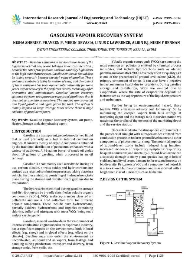 GASOLINE VAPOUR RECOVERY SYSTEM | PDF