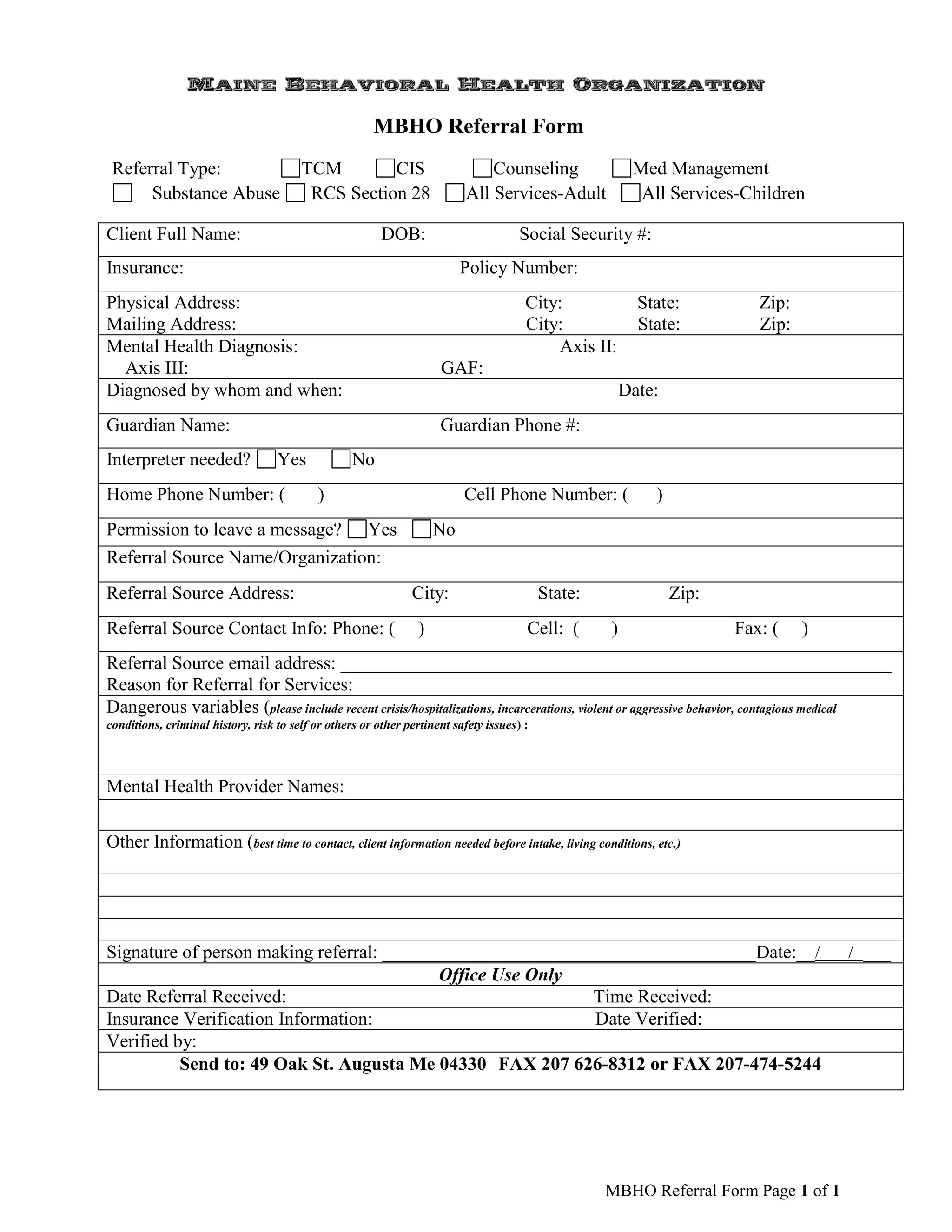 MBHO Referral PDF Doc. Revised 8-28-15 | PDF | Mental Health | Diseases ...