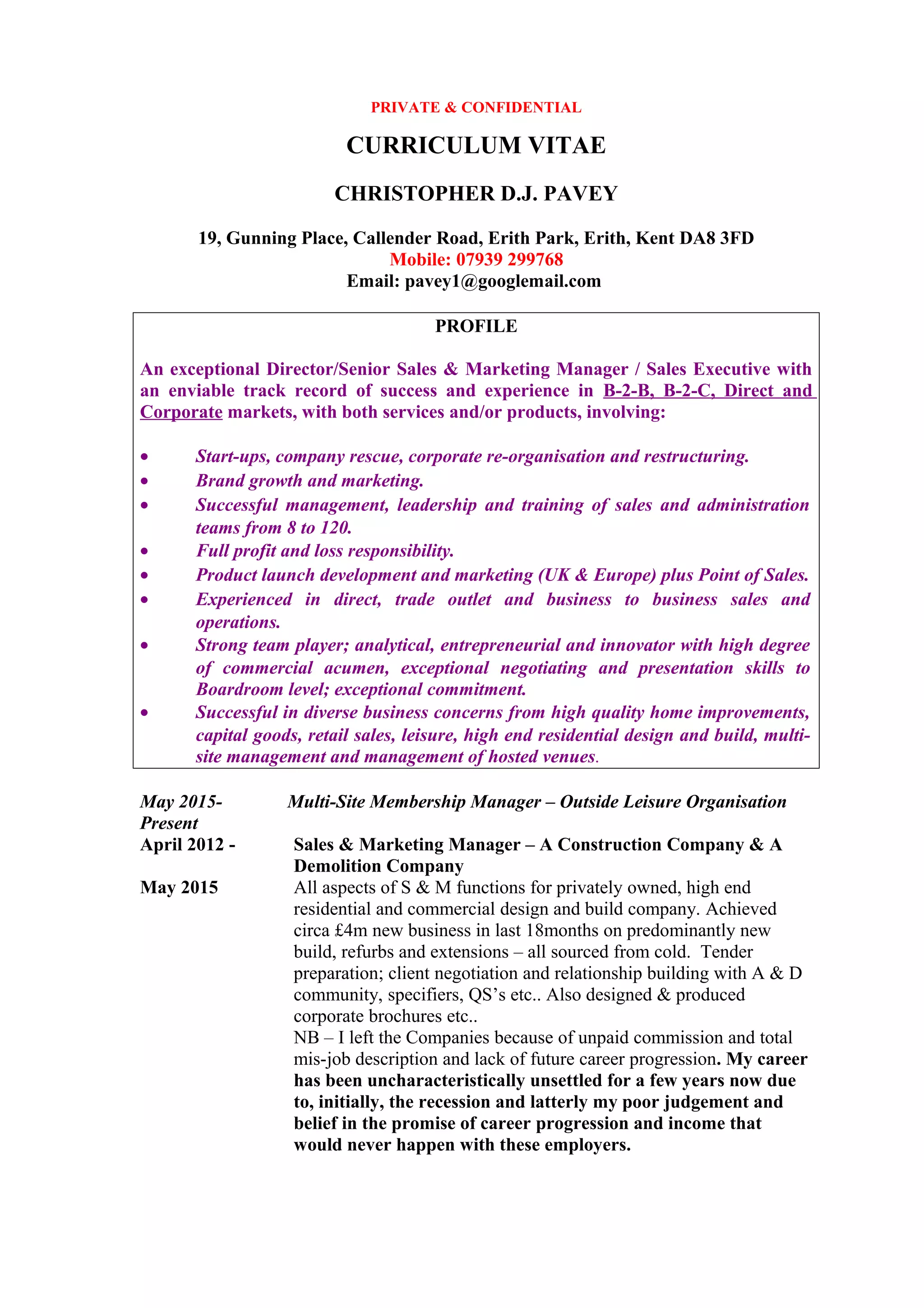 CP CV November 2016 | PDF