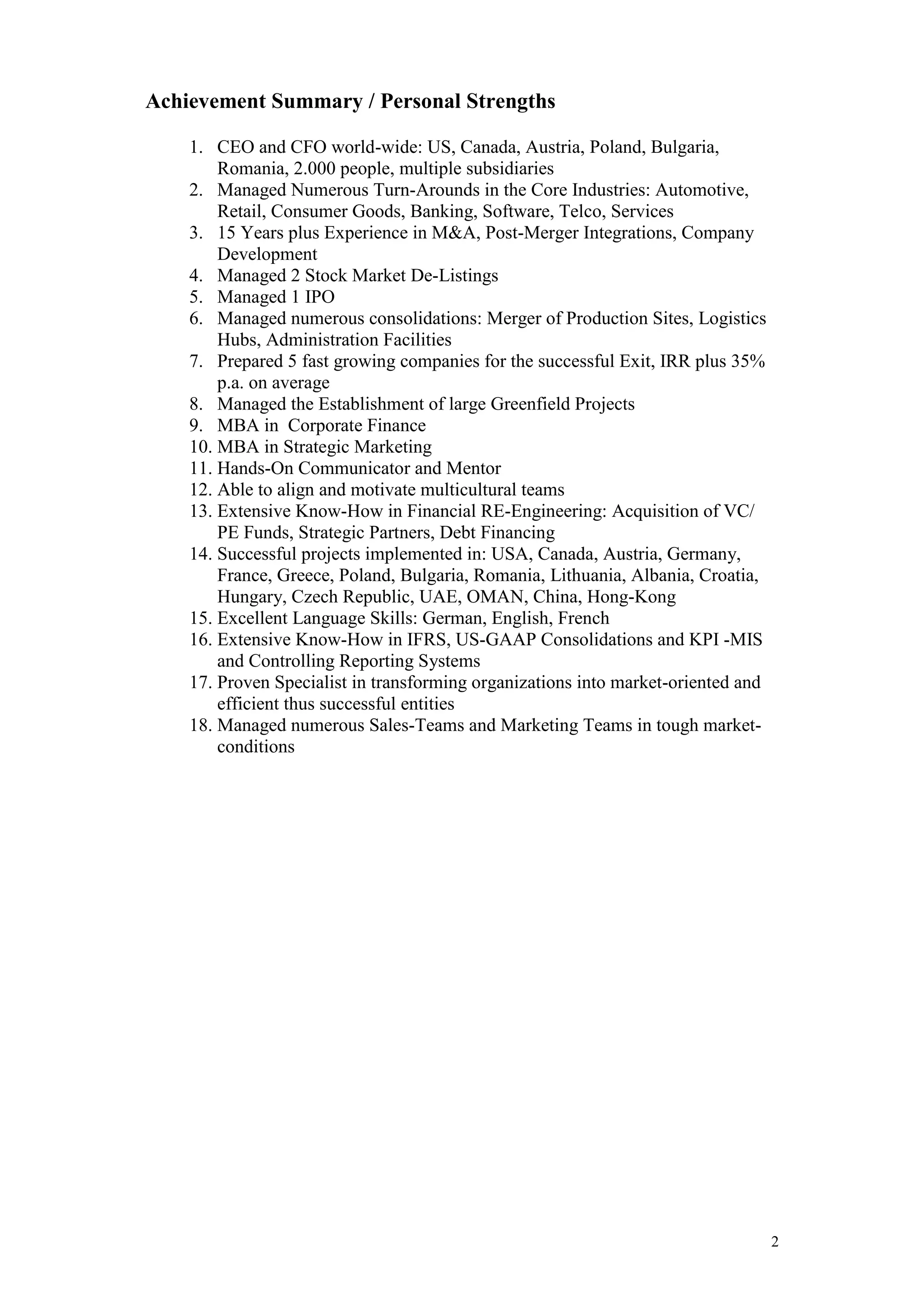 CVRomanWenzl,MMBAenglish26022016 | PDF