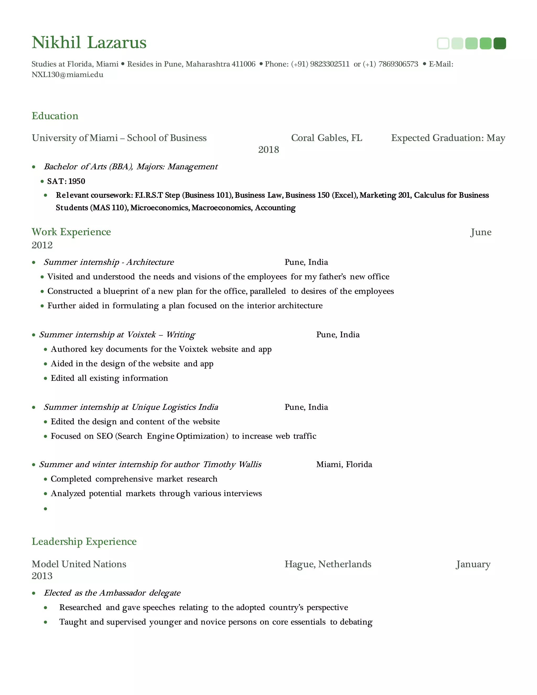 NIKHIL LAZARUS (BBA) RESUME | PDF