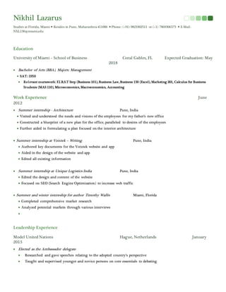NIKHIL LAZARUS (BBA) RESUME | PDF