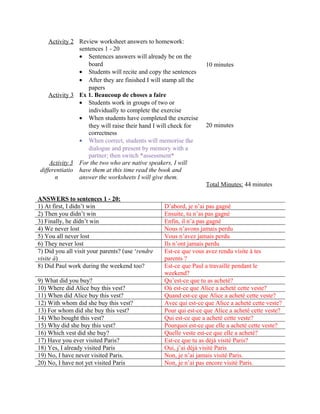 Passé composé negation | DOC