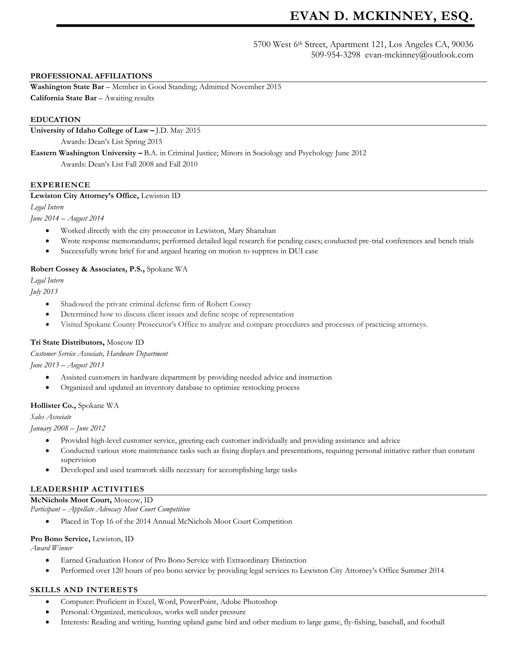 Evan M - Resume 2016(1) | PDF