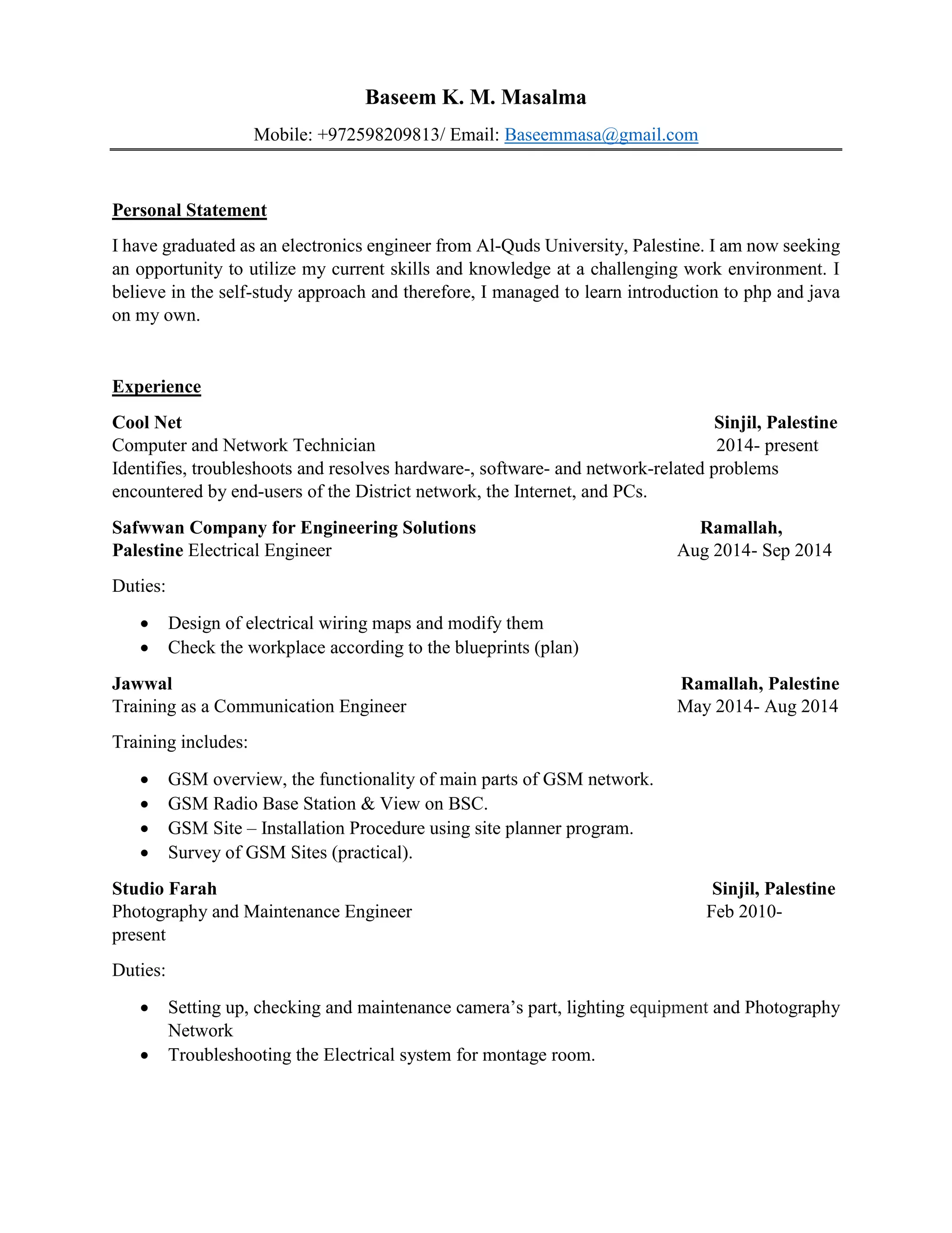 Cv baseem masalma | PDF