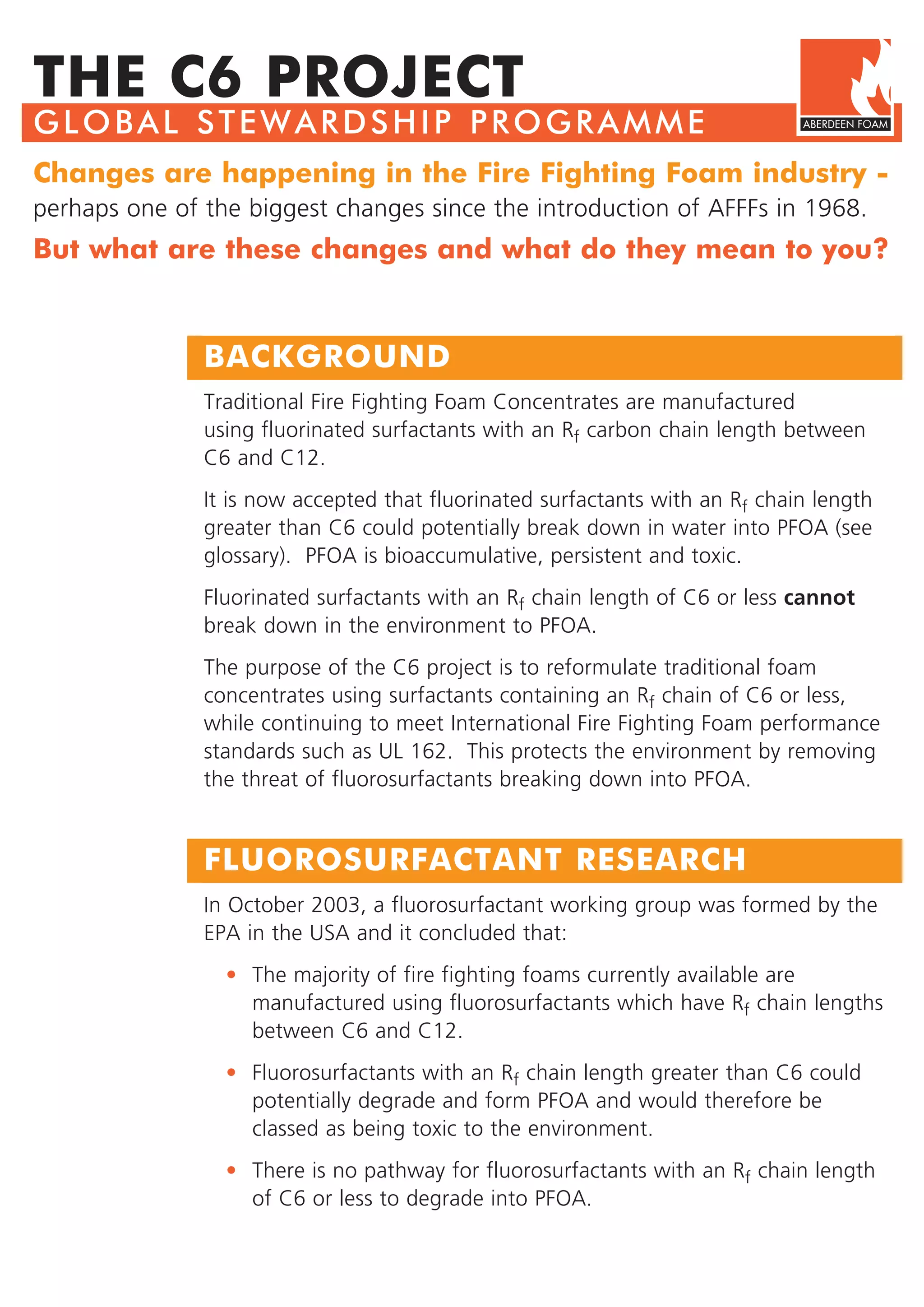 Oil Technics Ltd:C6 Fire Fighting Foam Concentrates. | PDF