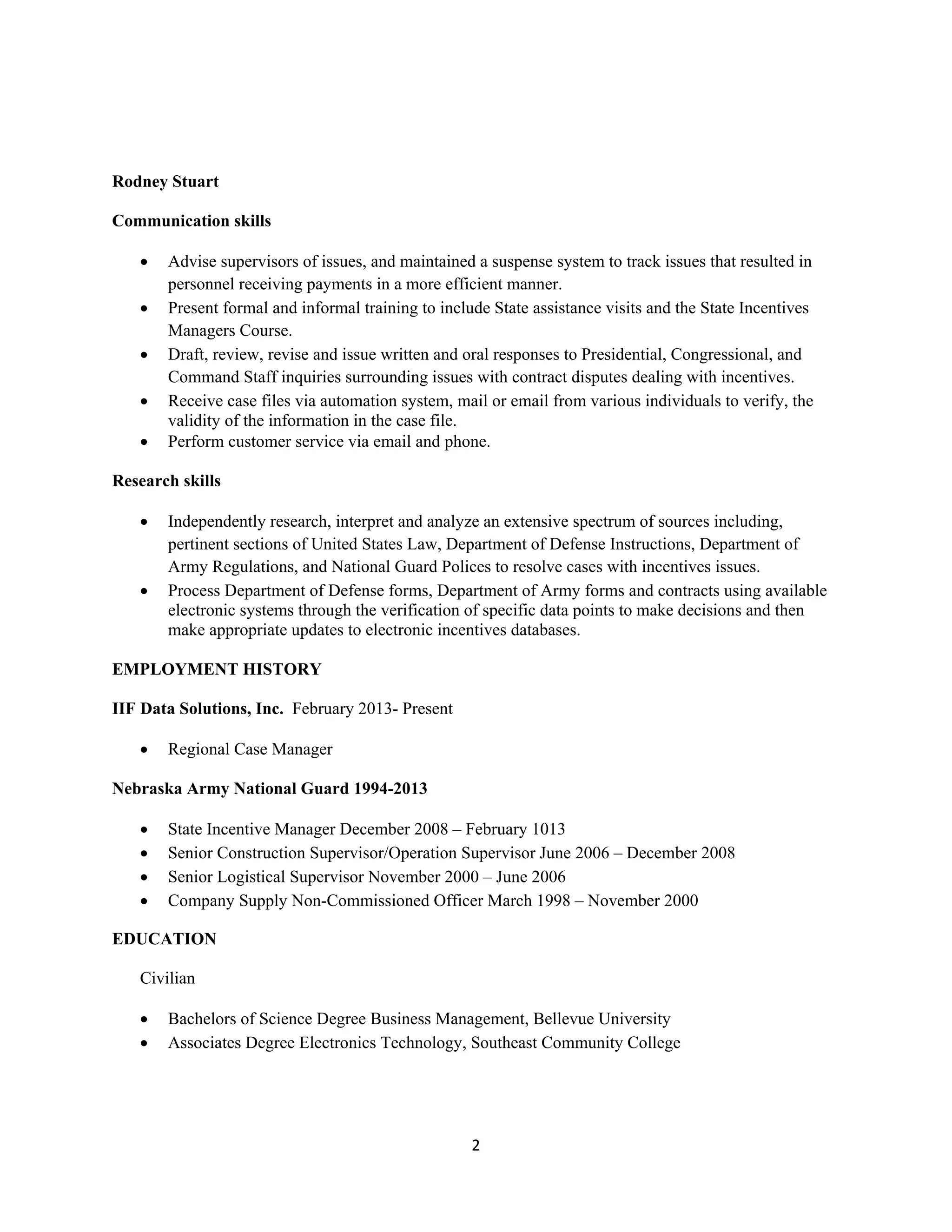 Rodney Stuart Resume | PDF