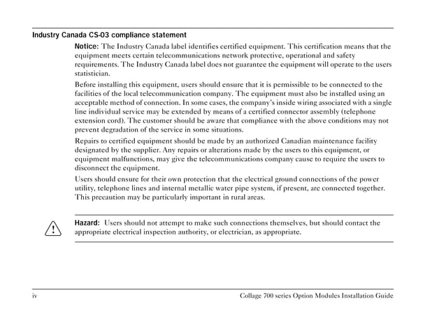 Collage 700 series Option Modules Installation Guide | PPT