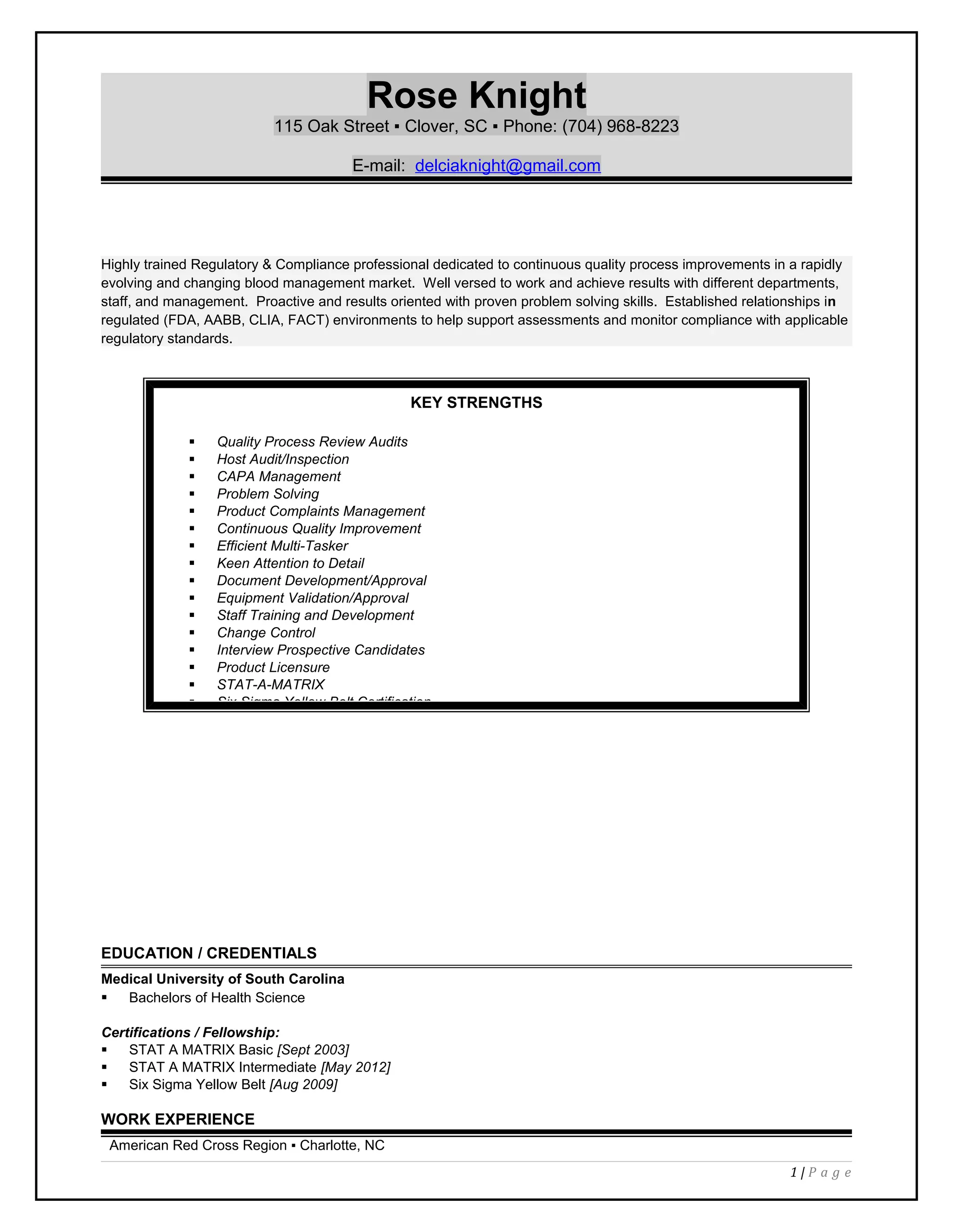 Rose Knight Resume | PDF