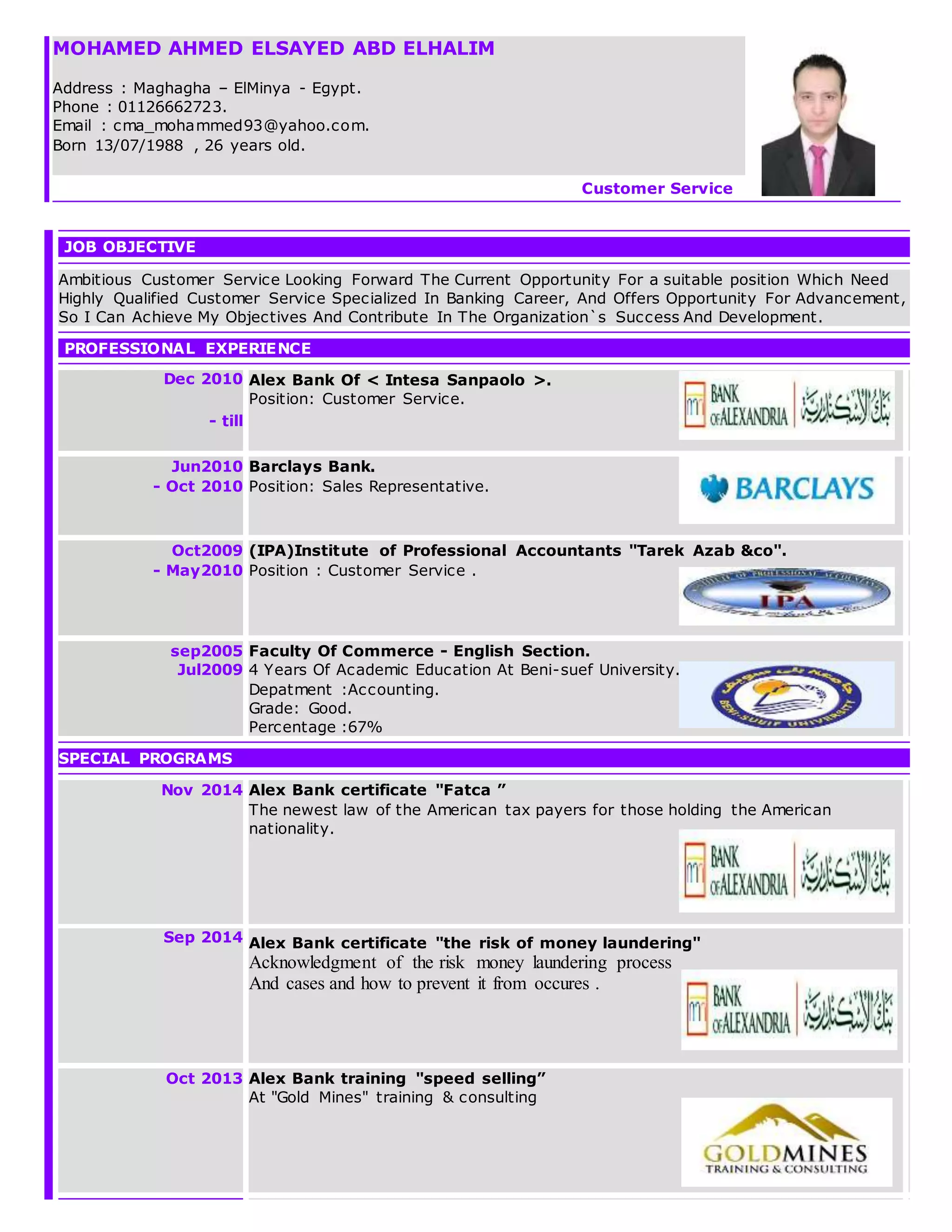 cv mohamed ahmed elsayed abd elhalim | DOCX