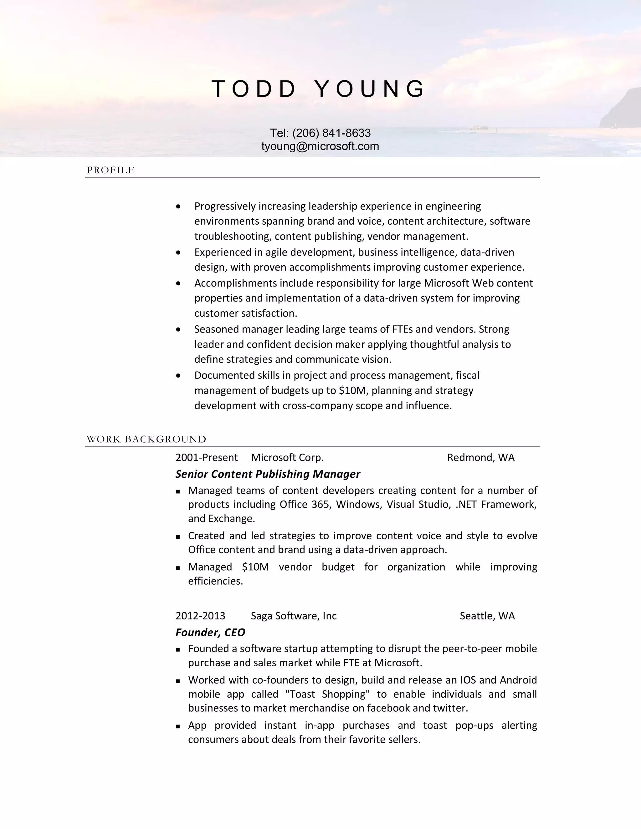 Todd Young Resume | PDF