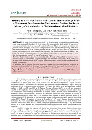 Stability of Reference Masses VIII: X-Ray Fluorescence (XRF) as a ...
