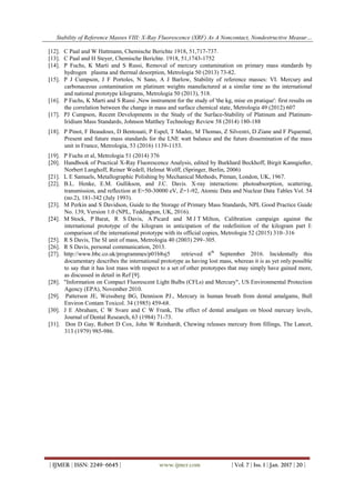Stability of Reference Masses VIII: X-Ray Fluorescence (XRF) as a ...
