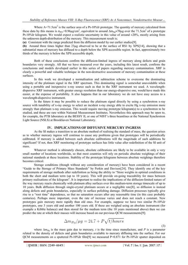 Stability of Reference Masses VIII: X-Ray Fluorescence (XRF) as a ...