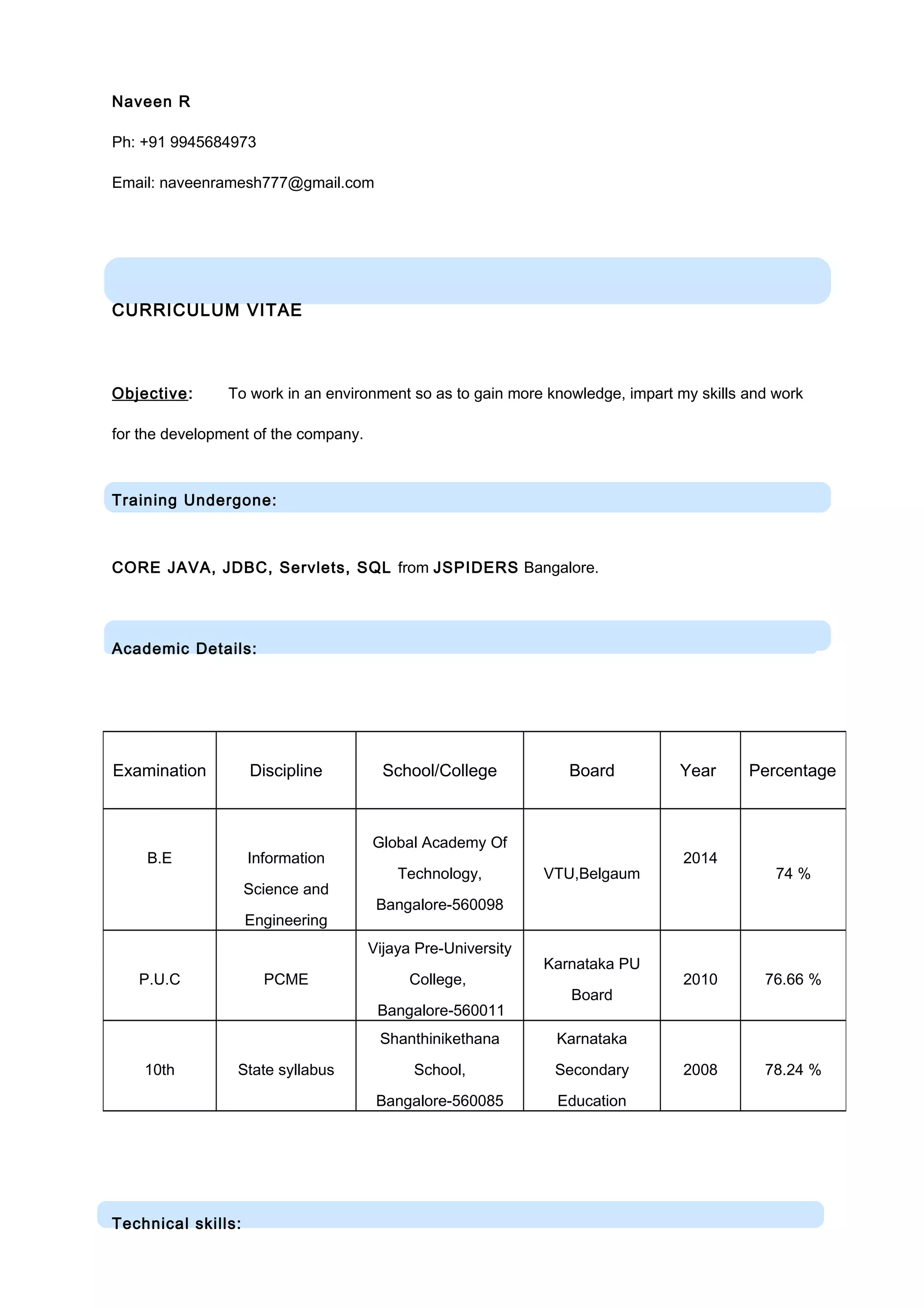 Naveen - resume | DOC